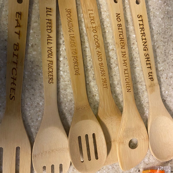 Personalized Funny Wooden Spoon Set,custom Kitchen Spoons,funny Spoon ...
