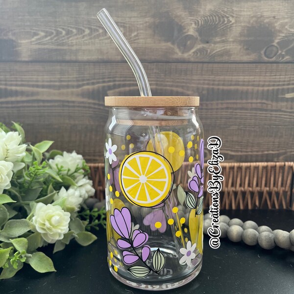 Libbey Glass SVG | LEMON and LAVENDER | Seamless Wrap - 20 Oz Libbey ...
