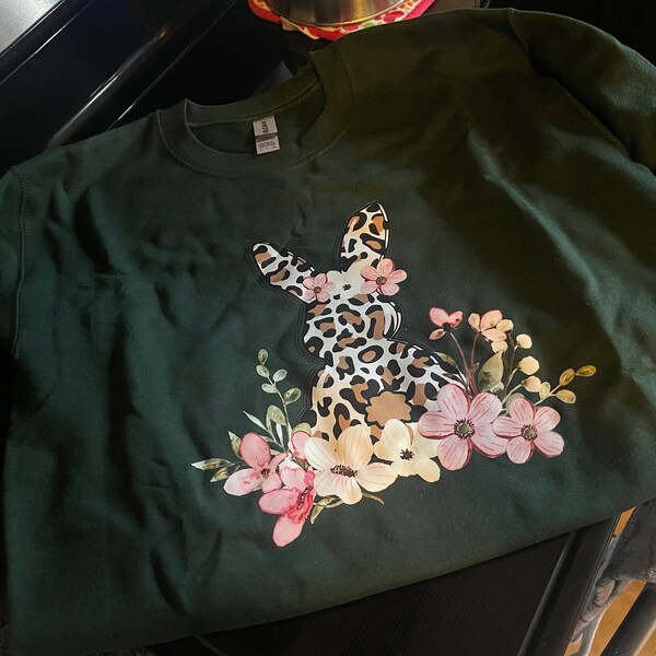 Floral Bunny Sweatshirt, Cute Easter Sweatshirt, Spring Sweater, Floral ...