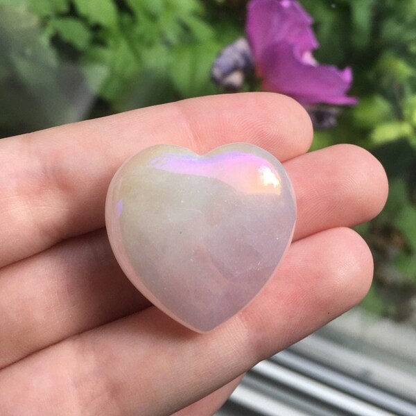 Small Angel Aura Rose Quartz Heart - Etsy