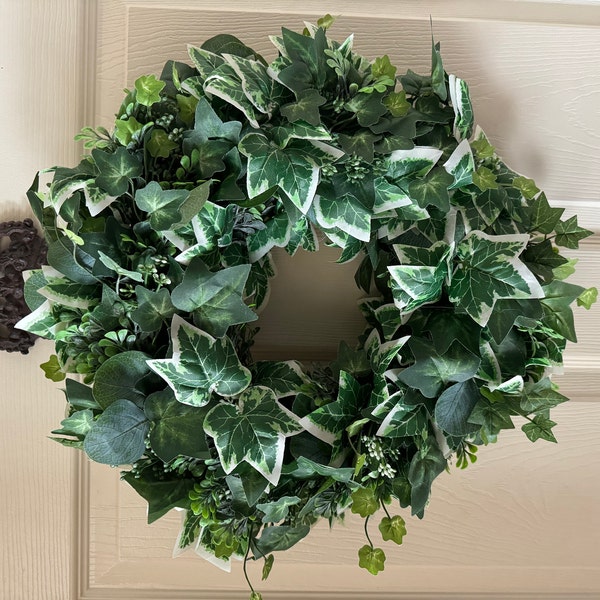 Faux English Ivy Wreath for Front Door, Greenery Wreath, Everyday ...