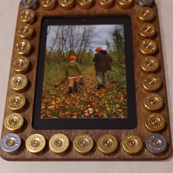 Shotgun Bullet Photo Frame, Silver Shotgun Shells Art, Unique Hunting ...