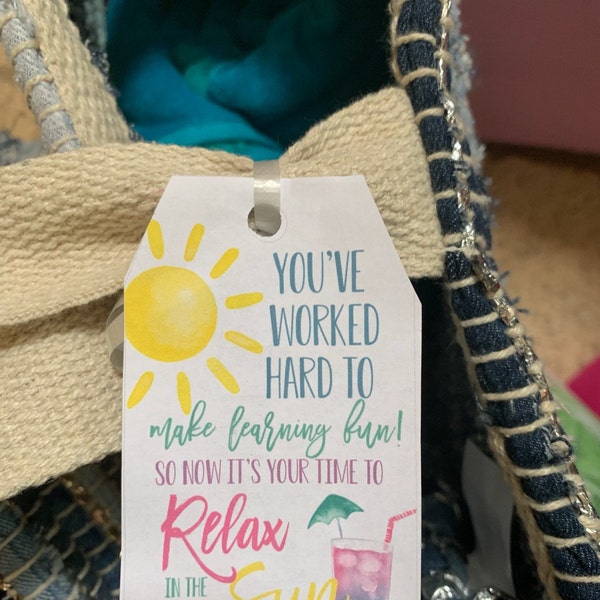 Teacher Appreciation Gift Tag, Fun in the Sun, Thank You Favor Tag ...