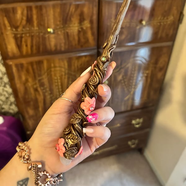 Rose Quartz Crystal Wand -fairy Wand-wizard Witch Wand-nature Wand - Etsy