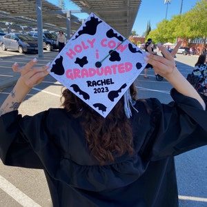 Printed Cow Lovers Grad Cap Topper, Country Girl Personalized Grad Cap ...