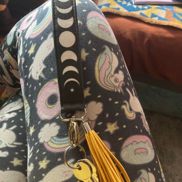 Moon Keychain Wristlet | Moon Phase Key Fob | Witchy Things | Moon ...
