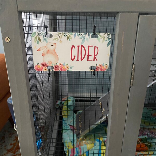 Personalized Floral Rabbit Hutch Sign / Rabbit Mom Gift / Cage ...
