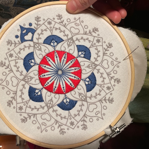 Mandala Simple Embroidery Kit Beginner-mandala Flower Embroidery ...