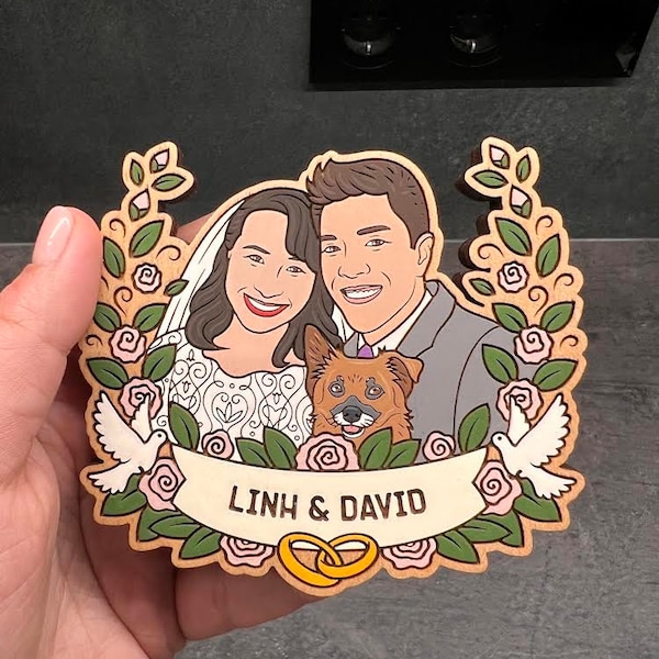 Wooden Custom Portrait Brooch, Brooch on the Photo, Personalised Gift ...