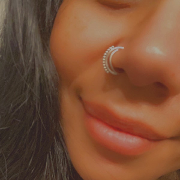 Endless Septum Nose Ring, Elegant Daith, Dainty Nose Piercing, Tribal ...