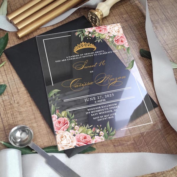 Invitations Quinceanera, Sweet 15 Invitation, Acrylic Quinceanera ...