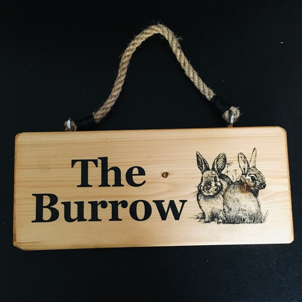 Personalised Rabbit Hutch Sign Number Pet Bunny Cage Run Two Bunnies ...