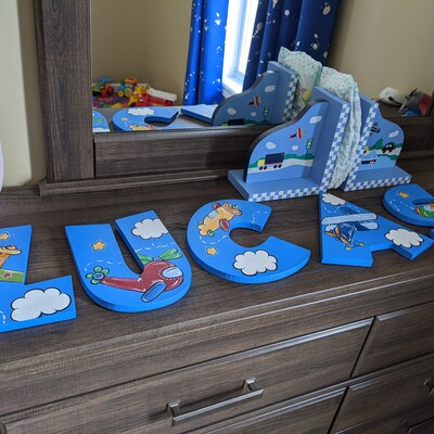 Airplane Painted Wood Letters Airplane Nursery Room Wall Letters ...