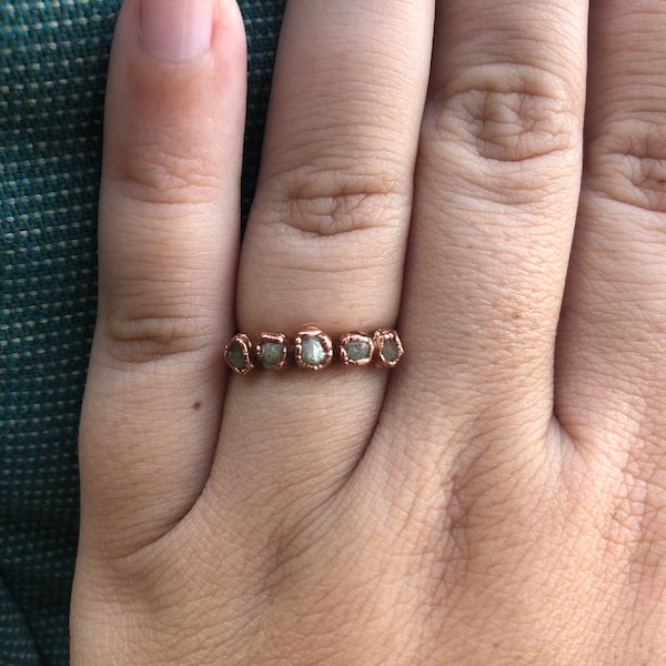 Raw Dainty Multi Stone Copper Ring - Etsy