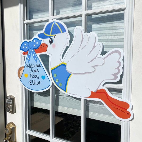 Welcome Home Baby Door Sign, Hospital Door Hanger, Stork Decoration ...