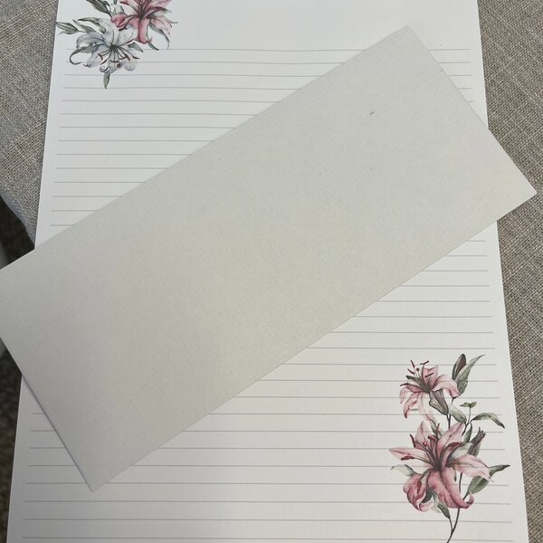 Beautiful Watercolor Lilies Flowers Unlined or Lined 50 Sheets 8 X 10 ...