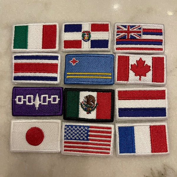 Flags of the World Embroidered Patch - Set of 12 Flags - - Etsy