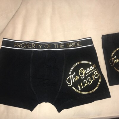 Groom's Property of the Bride, Wedding Date Boxer Shorts, Cocktail ...