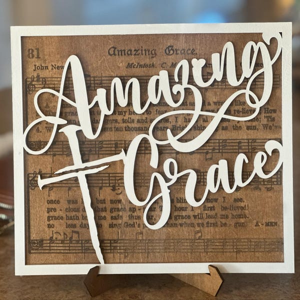 Amazing Grace Stand Decor Laser Cut Svg,amazing Grace Files Svg ...