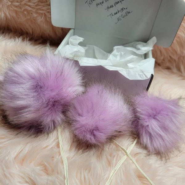 Custom Size Orchid Faux Fur Pom Poms for Crochet Crafts Hats and ...