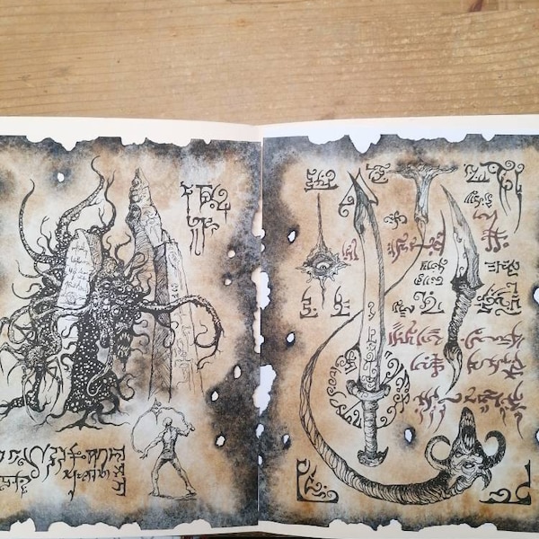 DEMON SWORD Cthulhu Larp Necronomicon Scrolls Dark Occult Witchcraft ...