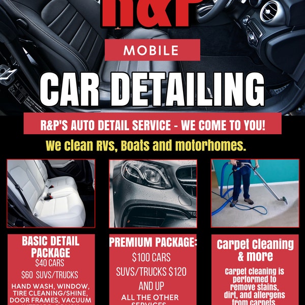 Mobile Car Detail Service | Car Wash | Car Repair Flyer | Auto ...