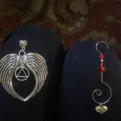 AA Tree Ornament Angel Wings Holiday Decor 12 Step Recovery Alcoholics ...