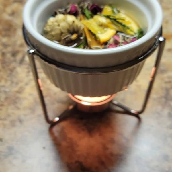 Mini Ceramic Simmer Pot With Metal Stand & Tea Lights (4oz) - Etsy