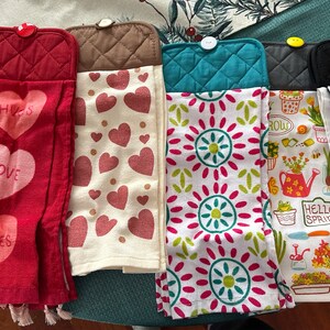 Blue Floral Hanging Kitchen Towels, Double-sided Hand Towel, Oven Towel ...