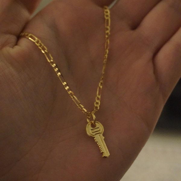 8x18mm 24 K Shiny Gold Plated Key Charms , Mini Key Pendants , Necklace ...