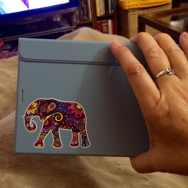 Small Elephant Laptop Decal Colorful Design Bumper Sticker Pink Green ...