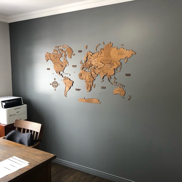Wooden World Map , DIY Map , World Map Wall Art, Home Decor ...