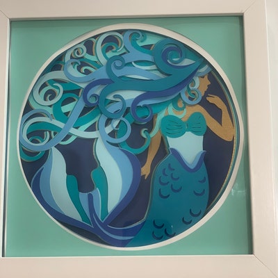 3D MERMAID Svg TROPICAL Shadow Box for Cricut for Silhouette - Etsy