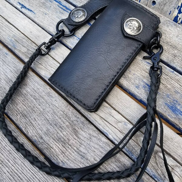 Black Buffalo "black Out" Biker Wallet - Etsy