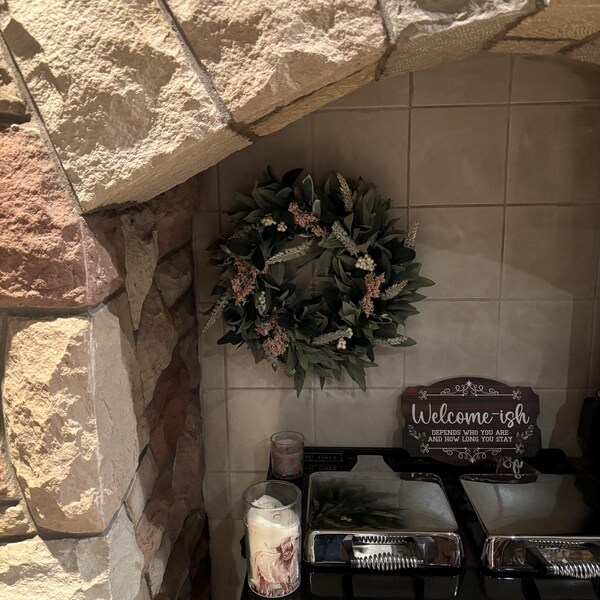 Half Moon Front Door Year Round Floral Faux Wicker Shabby Chic Rustic ...