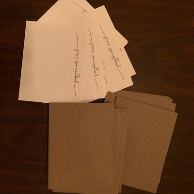 Script Personalized Stationery Cards Set, Flat Notecards, Personalized ...