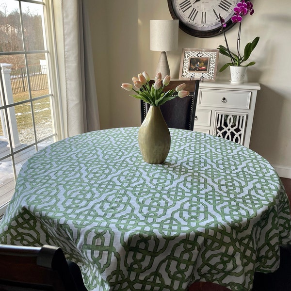 Round Tablecloth Imperial Jade Green Lattice - Etsy