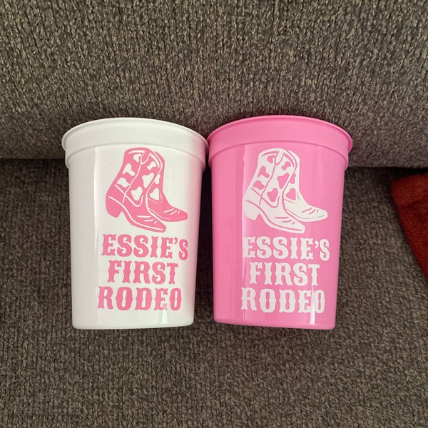 Personalized Cowgirl First Rodeo Party Cups, Pink & White, 16oz - Etsy