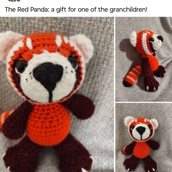 Crochet Red Panda Pattern - Amigurumi Red Panda Pattern – Panda Diy Toy ...