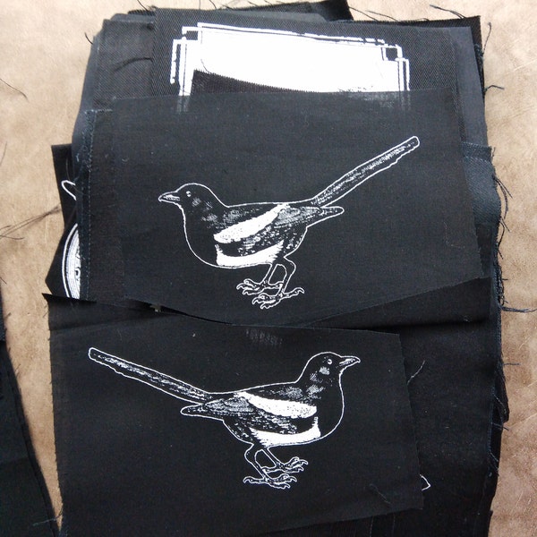 Magpie Patches - Bird Patch, Crow, Raven, Sew On, Punk Patch ...