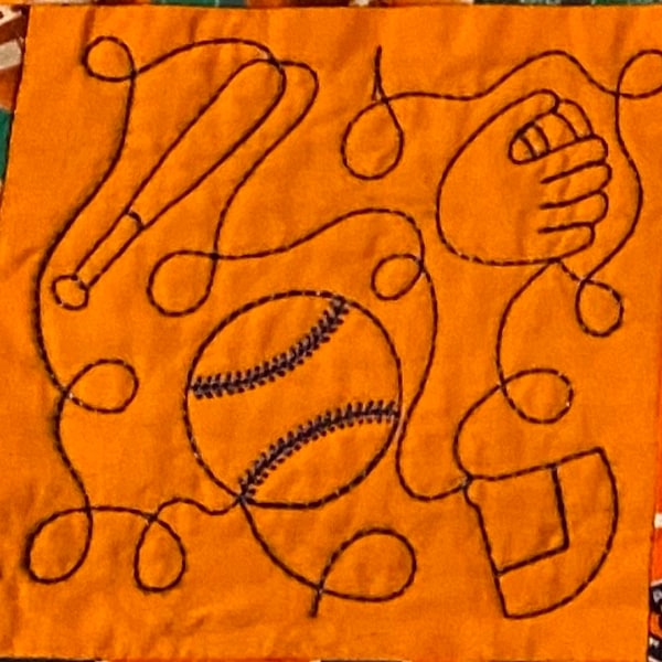 Baseball Quilting Embroidery Design. Baseball Quilt Block. Edge to Edge ...