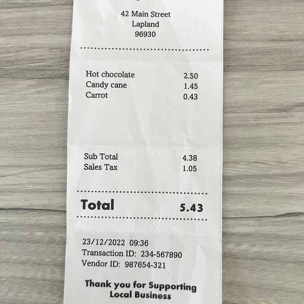 Santa's Lost Cafe Receipt Wallet Novelty Christmas Eve Gift Keepsake - Etsy