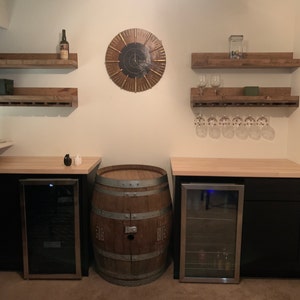 Wood Wine Rack the Ryan Wall Mounted Shelf & Hanging Stemware Glass ...