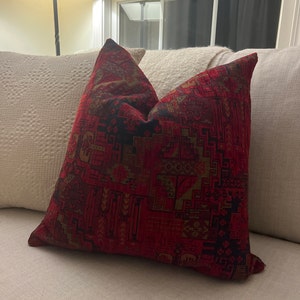 Any Size Red Turkish Kilim Throw Pillow Cover, Dark Red Bohemian Kilim ...