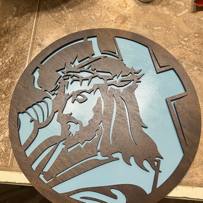 Laser Cut Jesus and Cross, Wall Art. Decoration Wall. Crucifix Laser ...