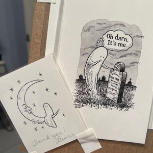 5x7 Spooky Art Print Pen and Ink Drawing of Cute Grim Reaper - Etsy