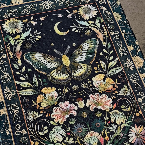Floral Aesthetic Raven Rug | Crowcore Bedroom Decor William Morris ...