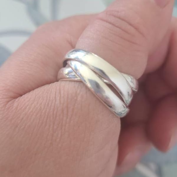 925 Sterling Silver Triple Rolling Ring: Handmade Statement Jewelry - Etsy