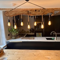 Olive Wood Rustic Light Fixture, Farmhouse Wooden Live Edge Chandelier ...