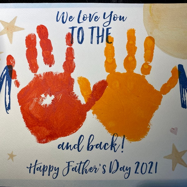 Love You to the Moon Printable Card, Father Day Handprint Art for ...